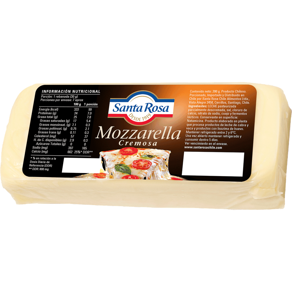 Queso Mozzarella Santa Rosa 200 g | Jumbo.cl - spidcl