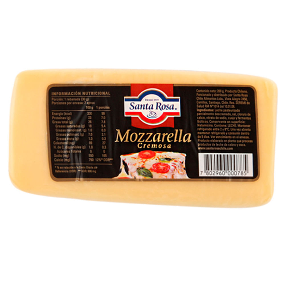 Queso Mozzarella Santa Rosa 200 g | Jumbo.cl - spidcl