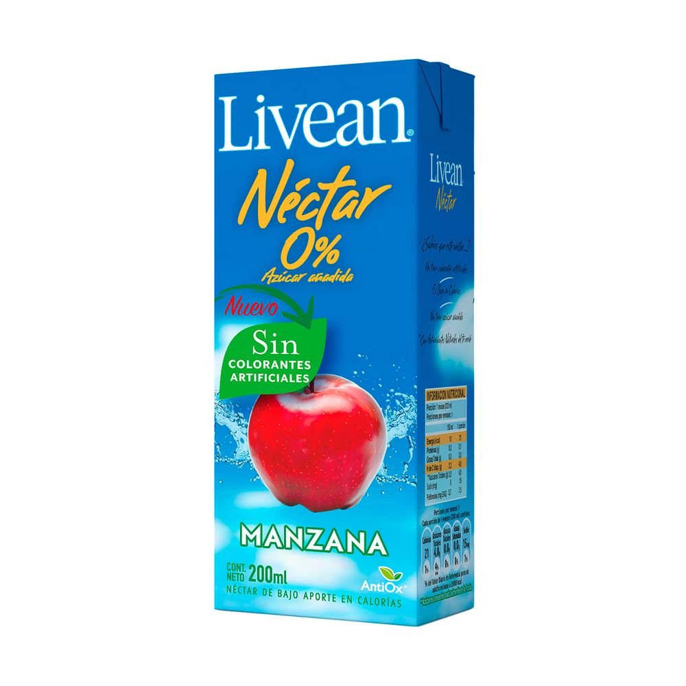 Néctar individual Livean Manzana 0 de Azúcar añadida, caja 200 cc c/u ...